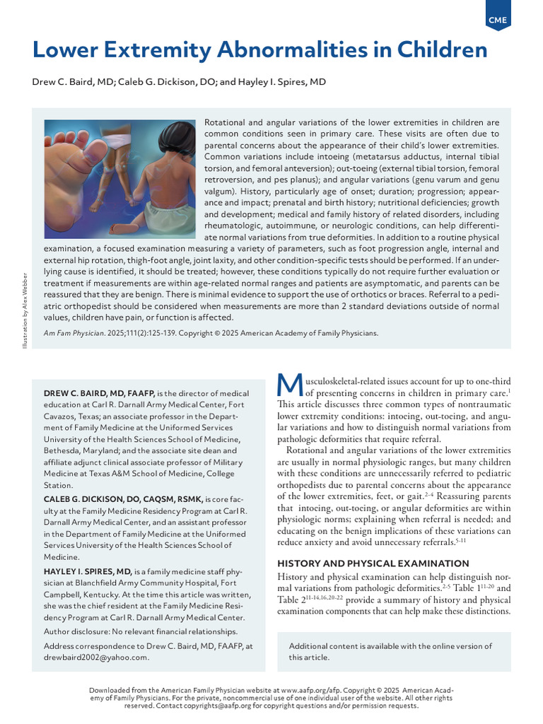 Lower Extremity Abnormalities Children | PDF | Hip | Musculoskeletal System