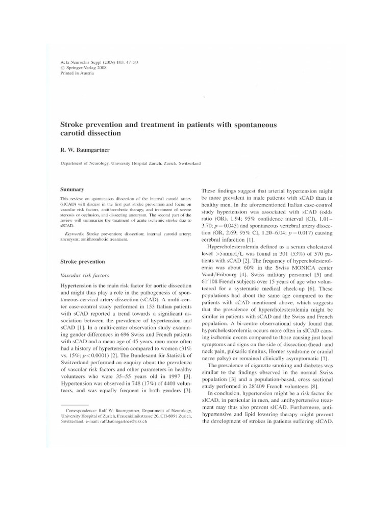 Baumgartner RW, Stroke Prevention and Treatment in Patients With ...