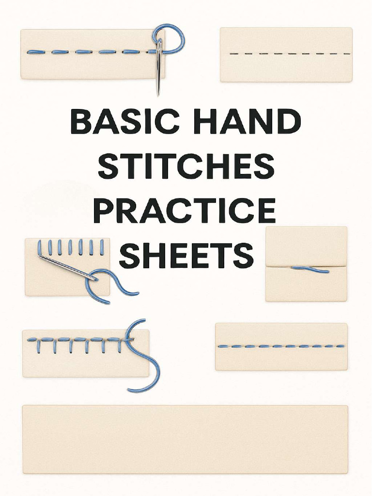 Basic Hand Stitches Practice Sheets | PDF