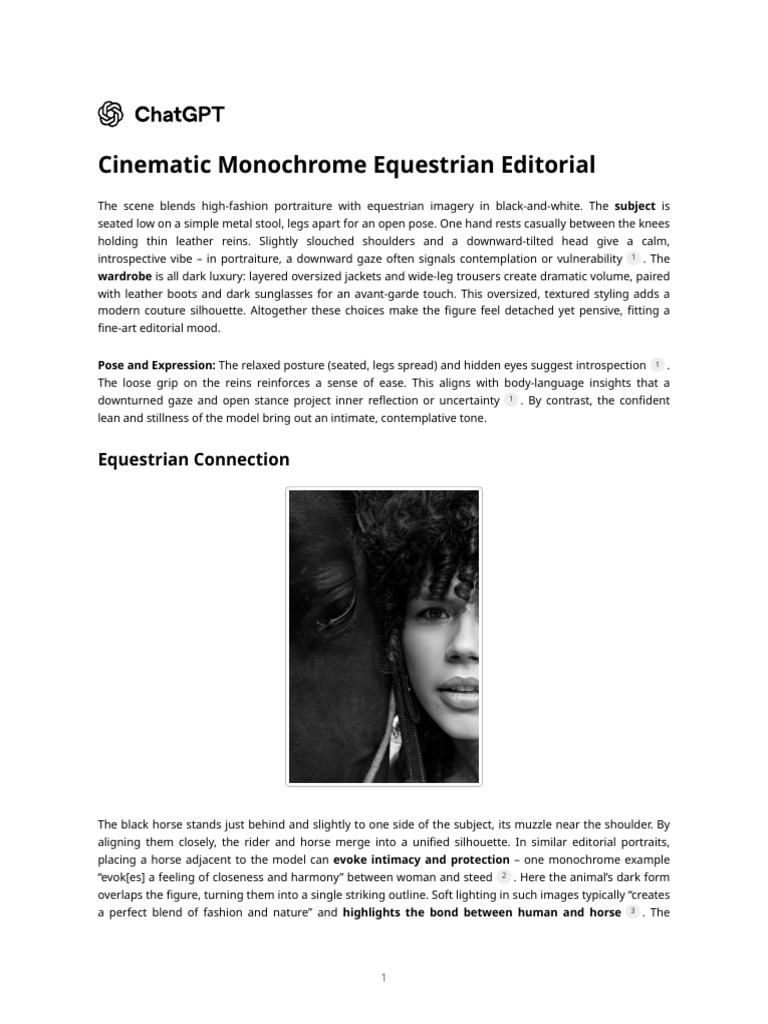 Cinematic Monochrome Equestrian Editorial | PDF | Composition (Visual Arts)
