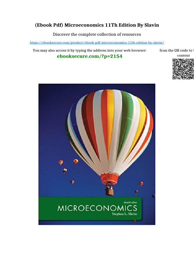 (Ebook PDF) Microeconomics 11th Edition by Slavin Complete Edition | PDF