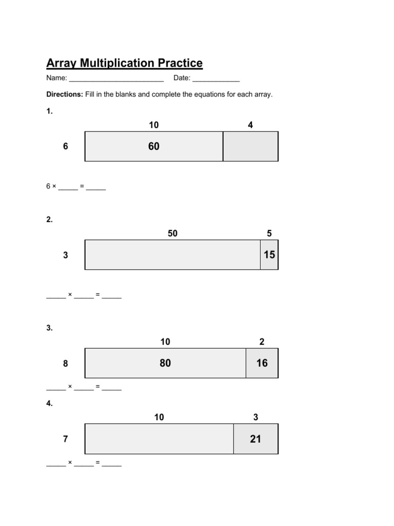Array Multiplication Worksheet Proportional | PDF