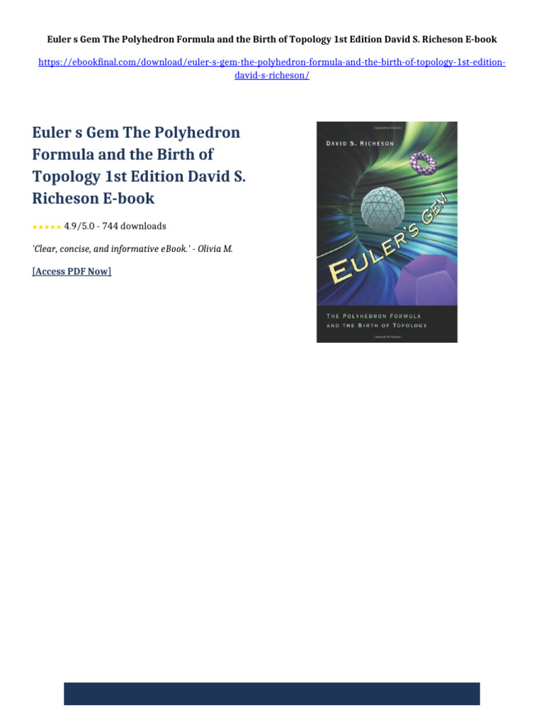 Euler s Gem The Polyhedron Formula and the Birth of Topology 1st ...