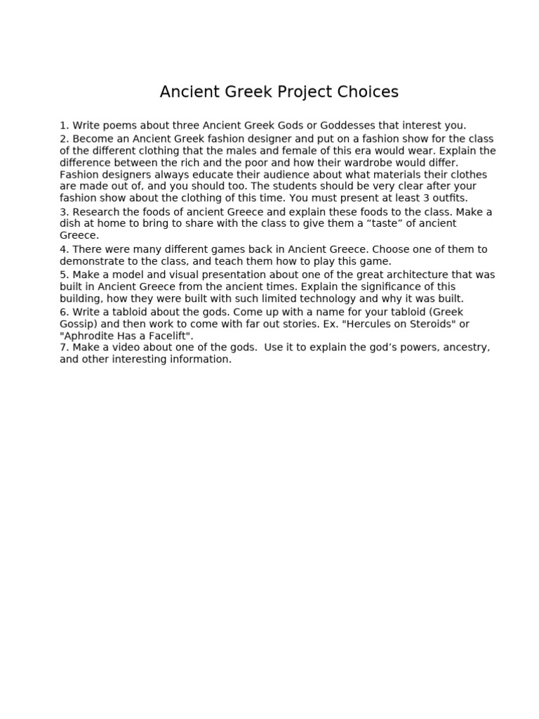 Ancient Greece Activities | PDF