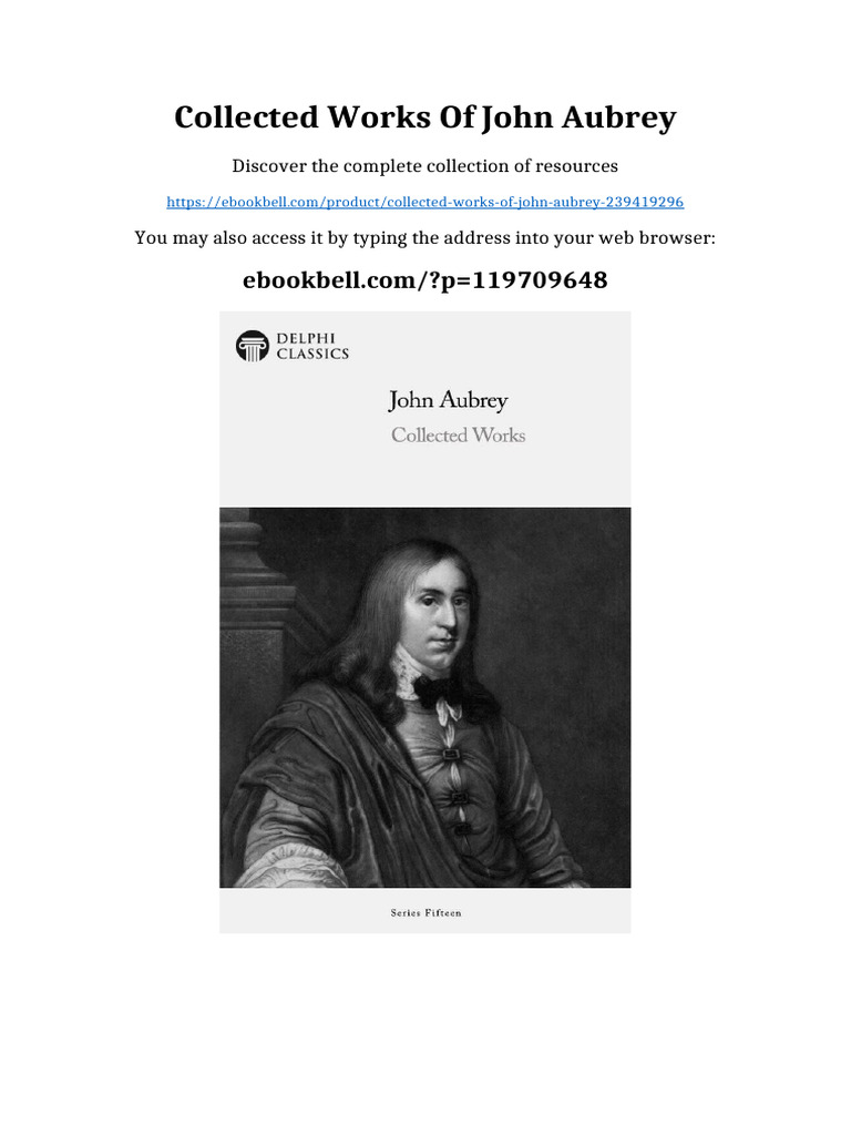 Collected Works of John Aubrey newest edition 2025 | PDF | Intellectual ...