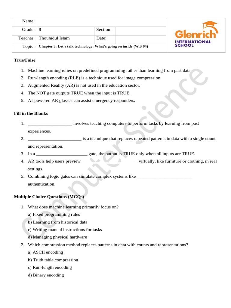 G8_Ch_3_WS_04 | PDF | Machine Learning | Computer Science