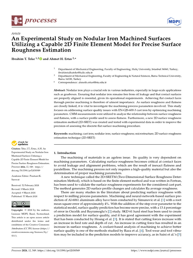 An Experimental Study On Nodular Iron Machined Surfaces Utilizing A ...