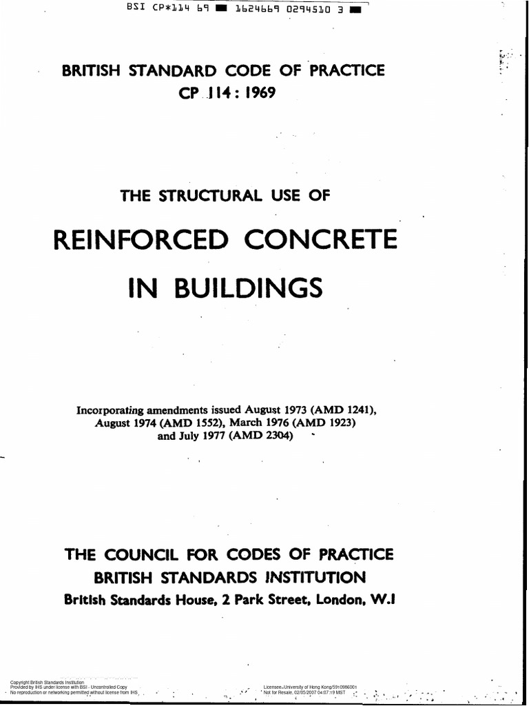 CP 114 1969 The Structural Use of RC in Bldgs Metric | PDF | Concrete ...