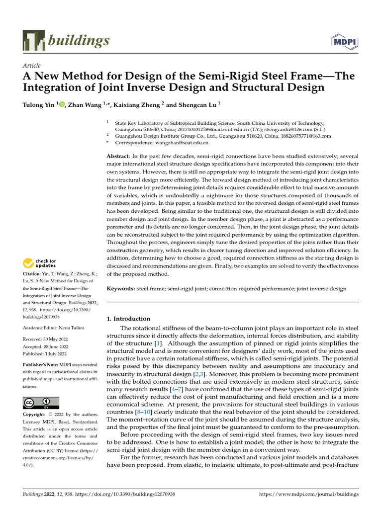 A New Method For Design of The Semi-Rigid Steel Frame The Intergration ...