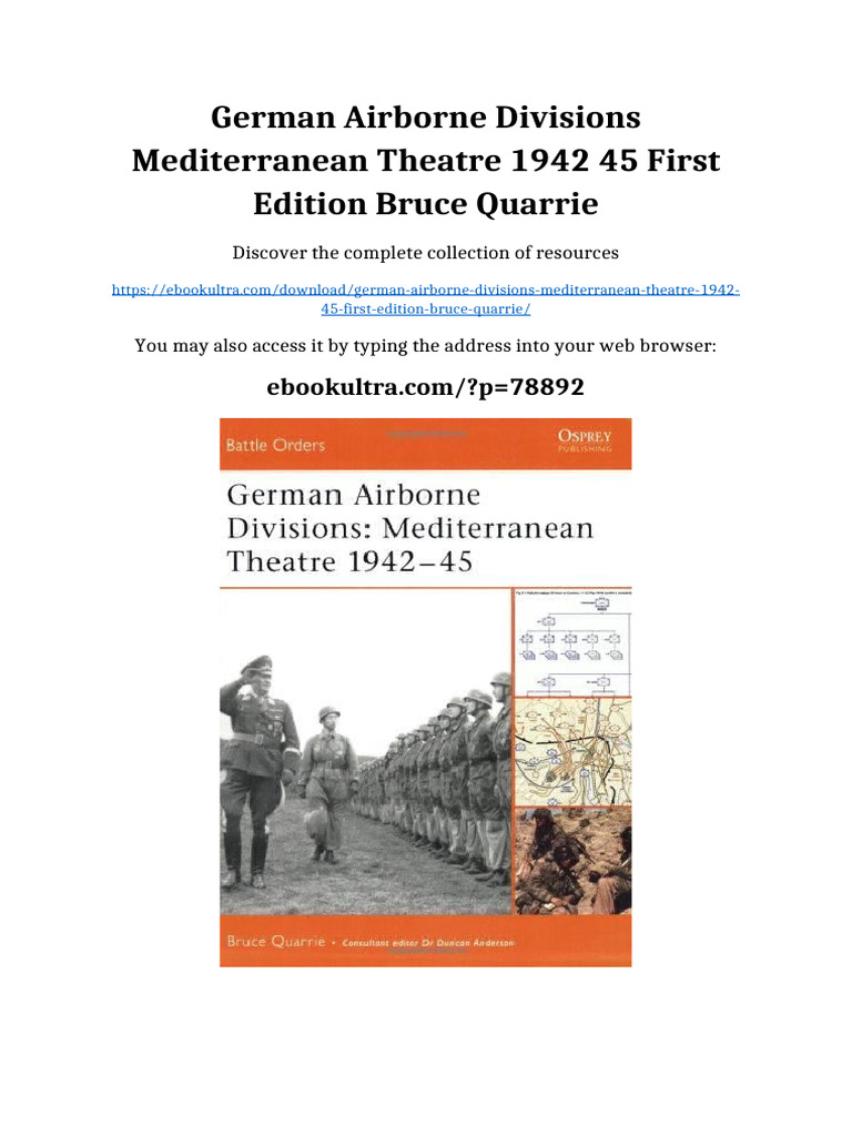 German Airborne Divisions Mediterranean Theatre 1942 45 First Edition ...