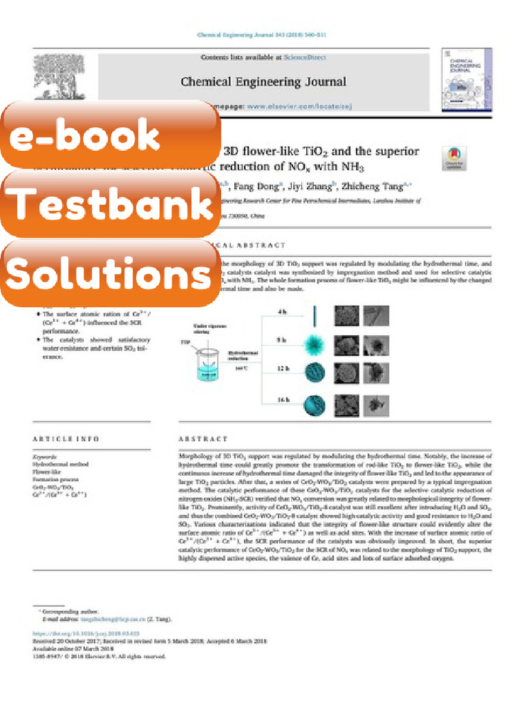 Ebook & Testbank Morphologycontrolled Synthesis of 3D Flowerlike TiO2 ...