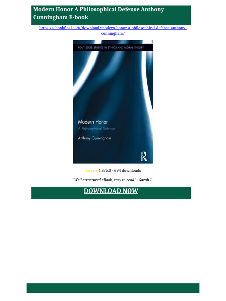Modern Honor A Philosophical Defense Anthony Cunningham ebook quick ...