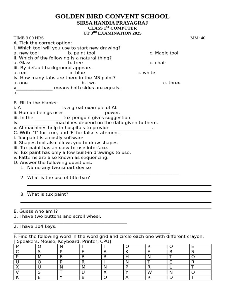 Class 1 Comp | PDF | Computing | Office Equipment