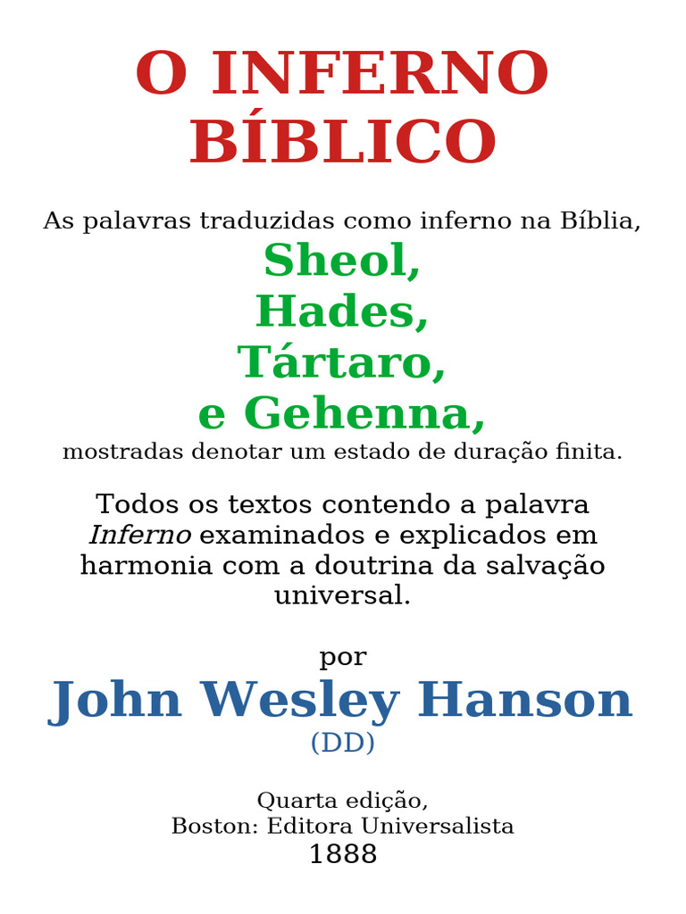 John Wesley Hanson PT O Inferno Biblico | PDF | Inferno