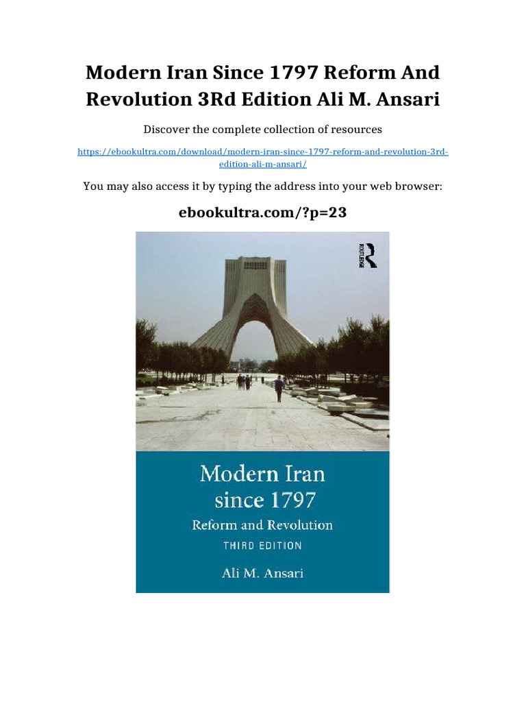 Modern Iran since 1797 Reform and Revolution 3rd Edition Ali M. Ansari ...