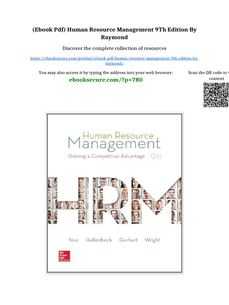 (Ebook PDF) Human Resource Management 9th Edition by Raymond Complete ...