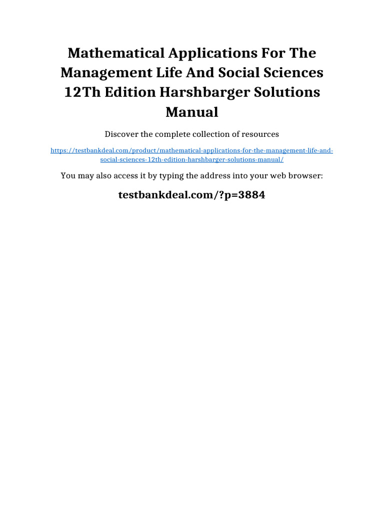 Mathematical Applications For The Management Life and Social Sciences ...