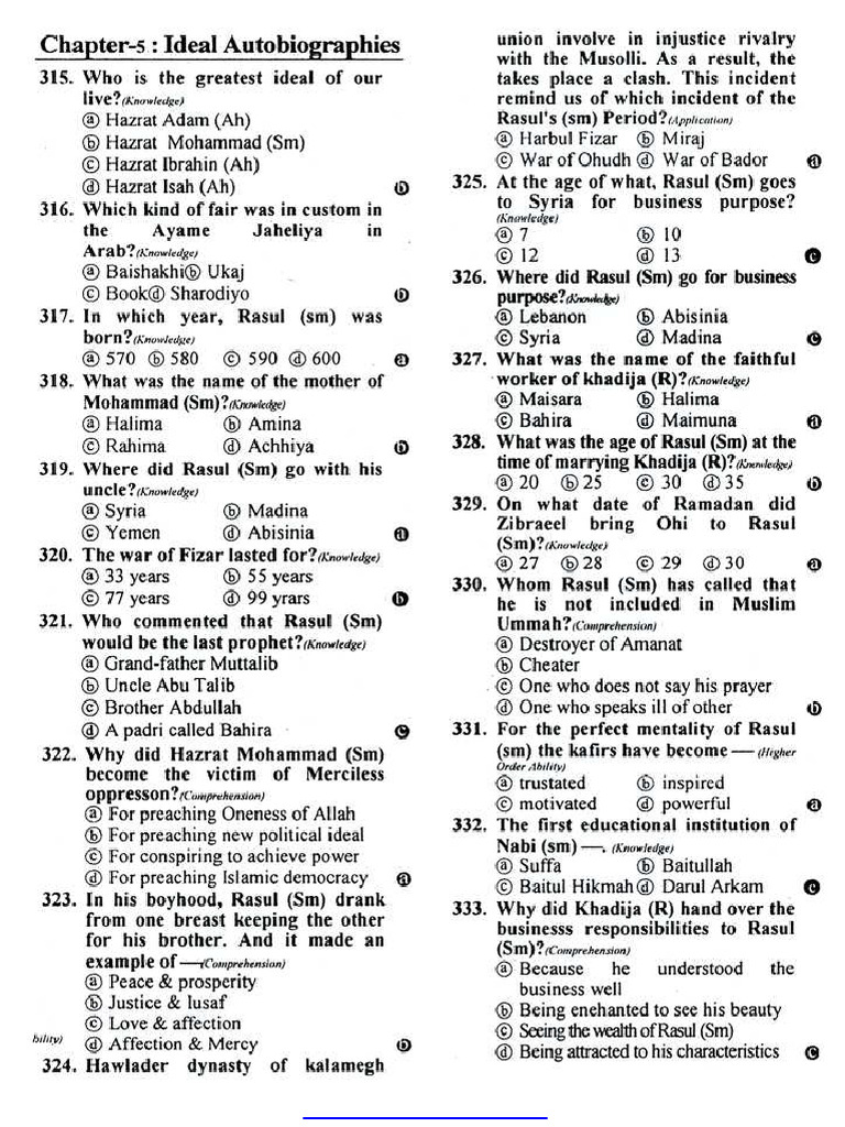 Ev SSC MCQ Question Ans Ideal Autobiographies | PDF