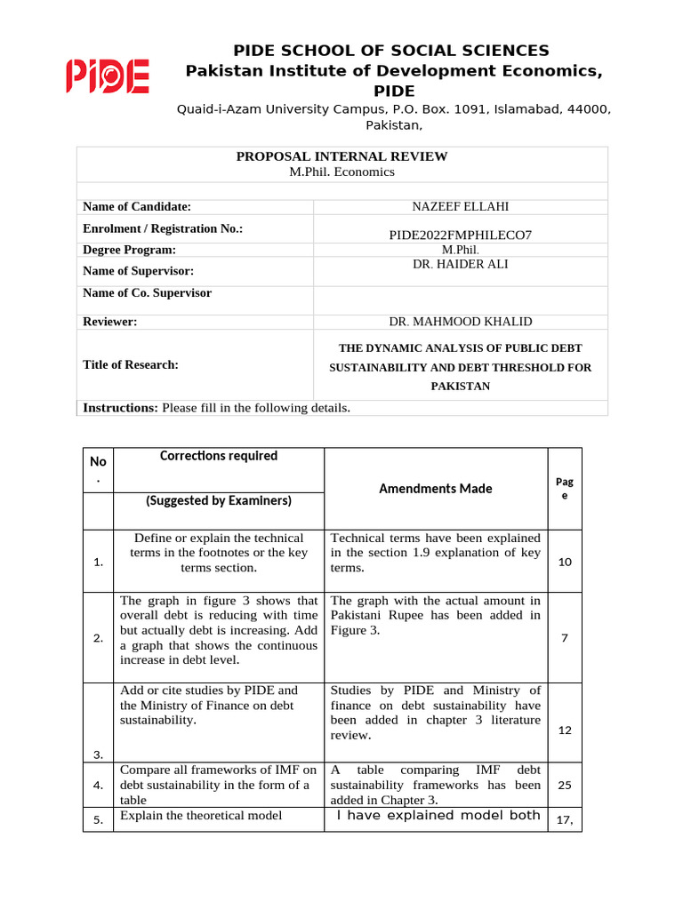 Proposal Review Template (Comment Sheet) | PDF | Economies