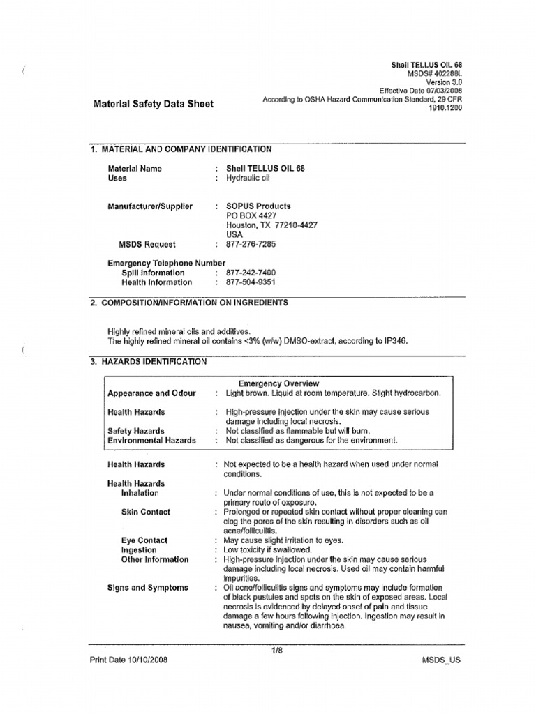 Shell Tellus Oil 68 | PDF