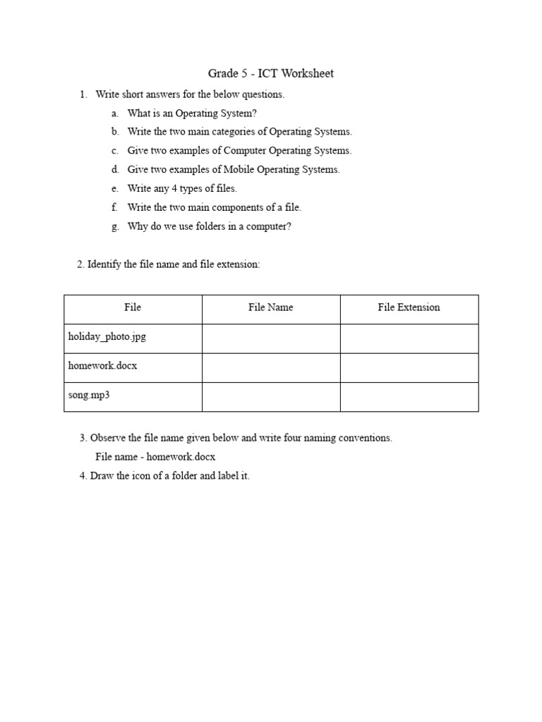 Grade 5 - ICT Worksheet - 2 | PDF