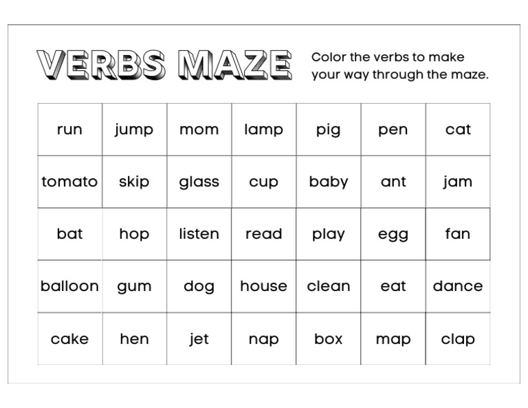 Verbs Maze English Worksheet | PDF