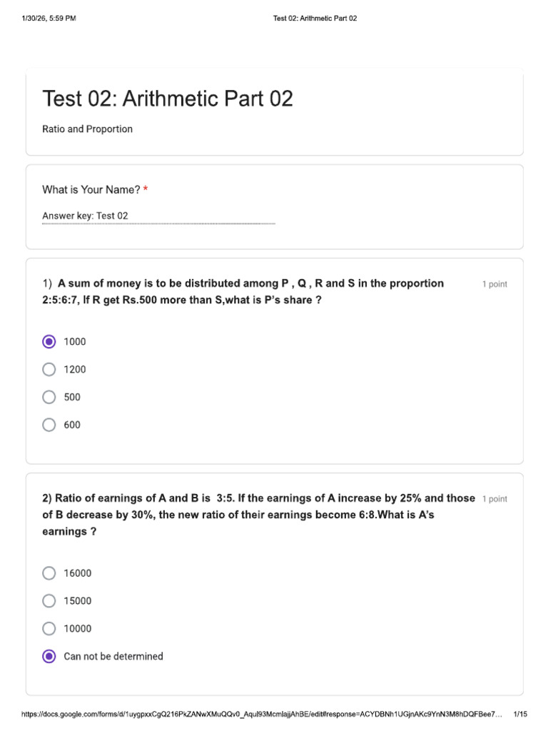 Answer Key Test 02 | PDF