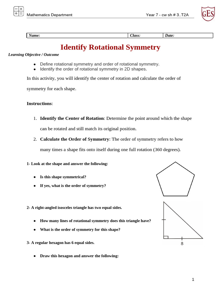 Identify Rotational Symmetry | PDF