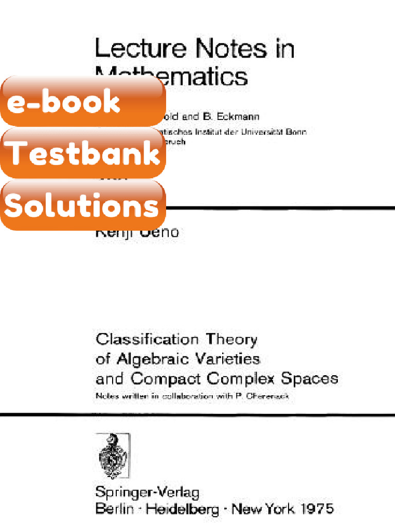 Testbank Classification Theory of Algebraic Varieties and Compact ...