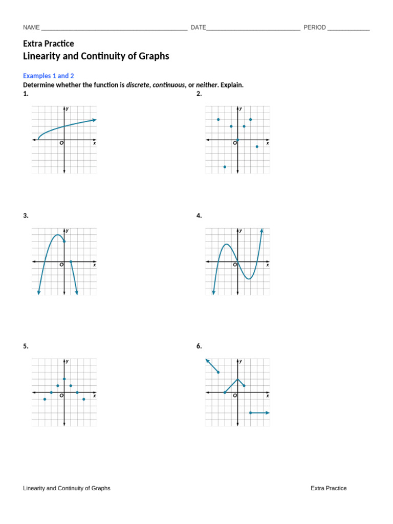 Linearity and Continuity of Graphs - Extra Practice | PDF | Area ...