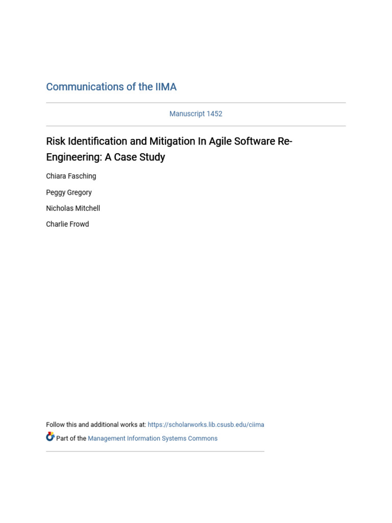 Risk in Agile Software Re-Engineering | PDF | Agile Software ...