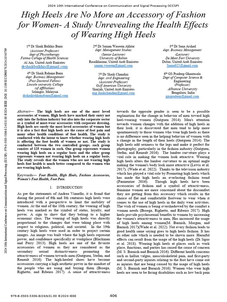 High Heels Are No More An Accessory of Fashion For Women - A Study ...