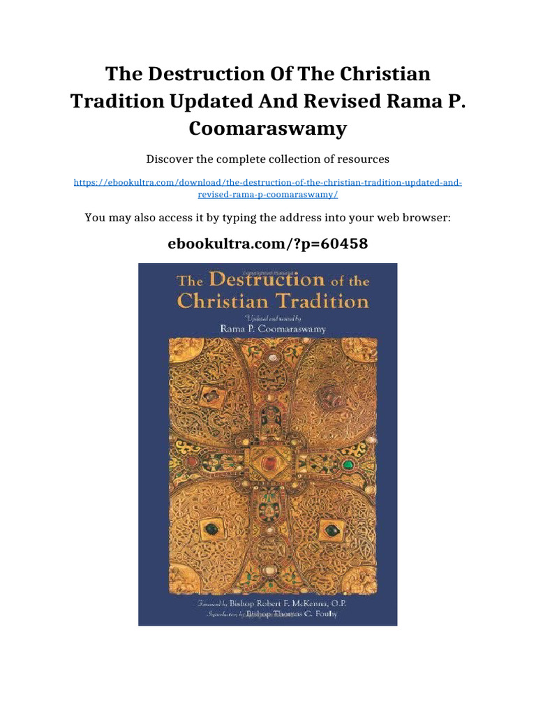 The Destruction of the Christian Tradition Updated and Revised Rama P ...
