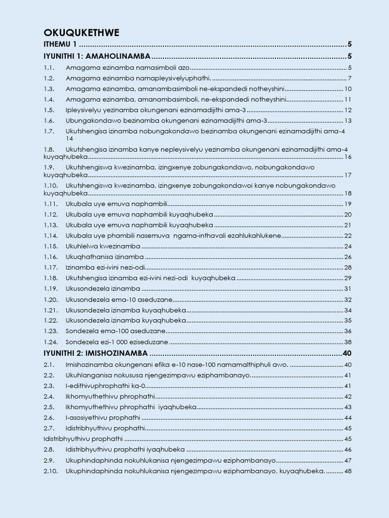 2026 IsiZulu Grade 4 Mathematics Leaner Book Term 1 & 2 | PDF