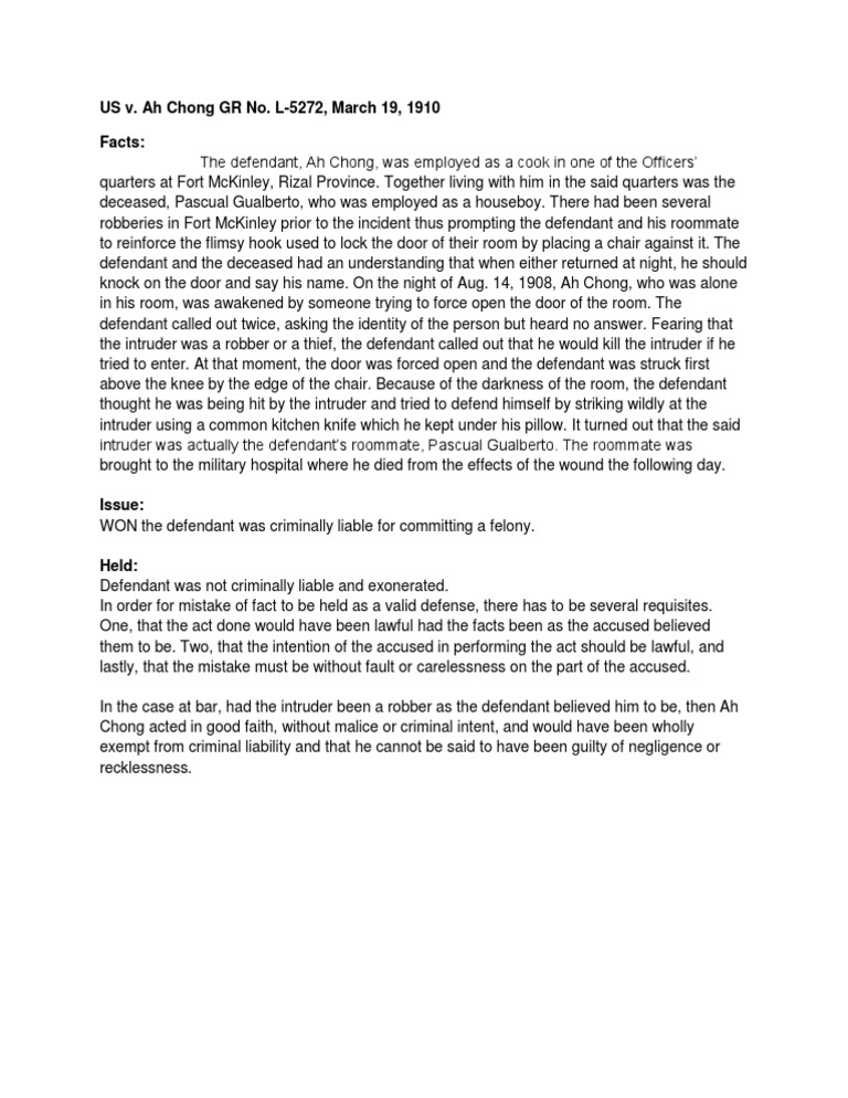 Exoneration of Ah Chong: Case Summary | PDF | Mystery, Thriller & Crime ...