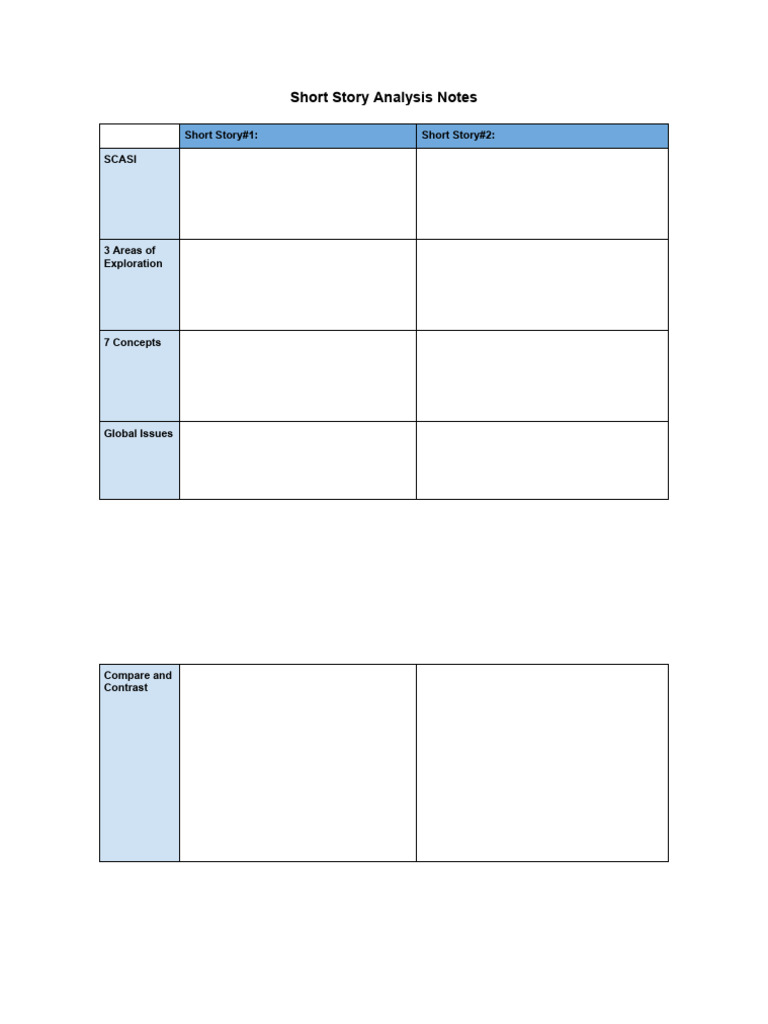 Story Analysis Notes Template | PDF