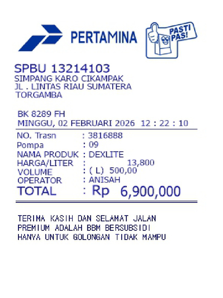 Scan Struk Spbu 1 | PDF