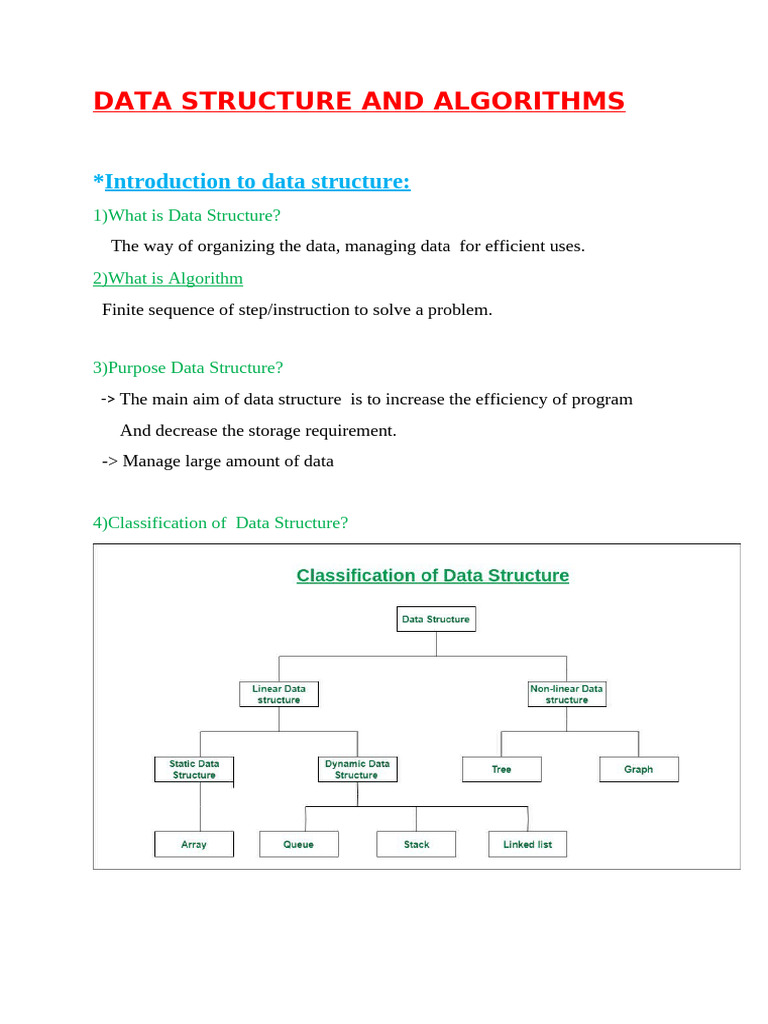 Data Structure and Algorithms Notes | PDF