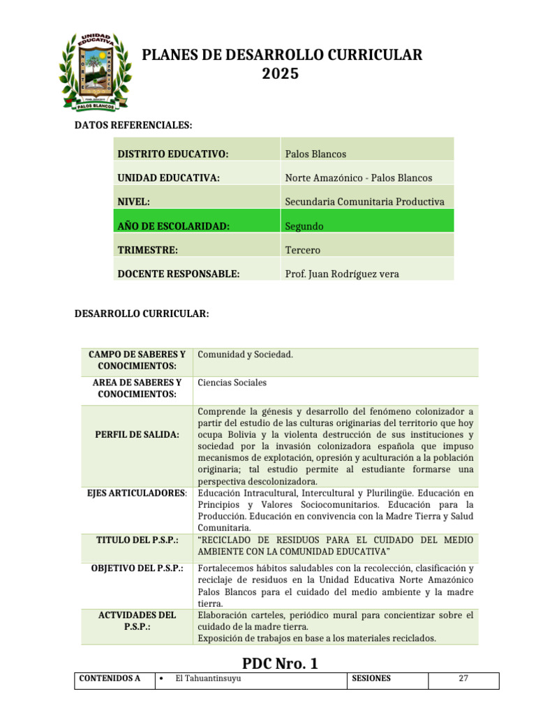 2. Pdc Segundo 2025 | PDF | Imperio Inca | Bolivia