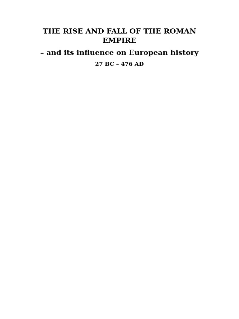 The Rise and Fall of The Roman Empire | PDF | Roman Empire | Augustus