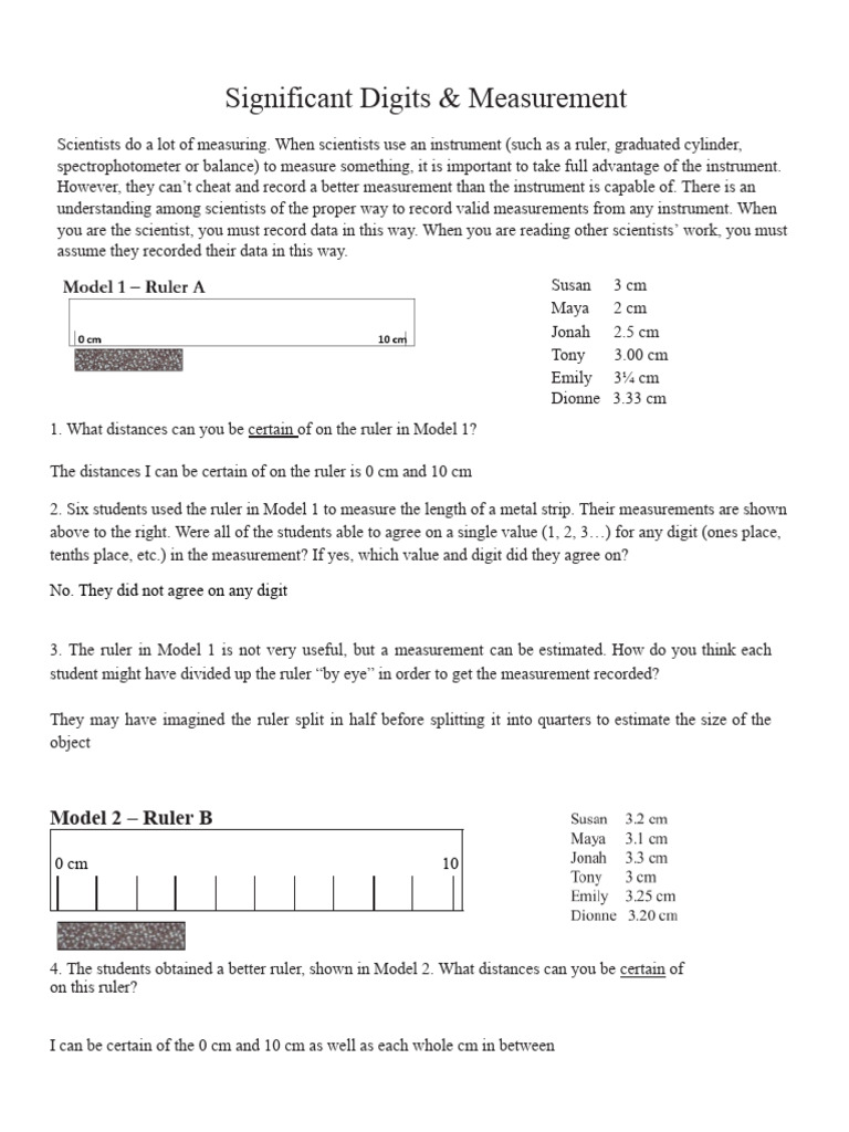 Significant Digits & Measurement | PDF | Significant Figures | Measurement