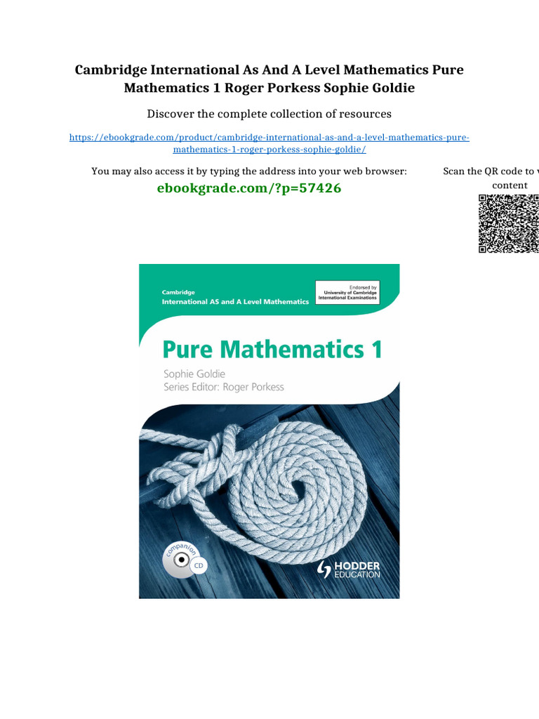 Cambridge International AS and A Level Mathematics Pure Mathematics 1 ...