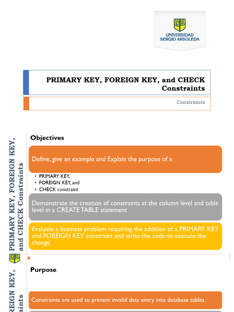14.2 Primary Key, Foreign Key, and Check Constraints | PDF ...
