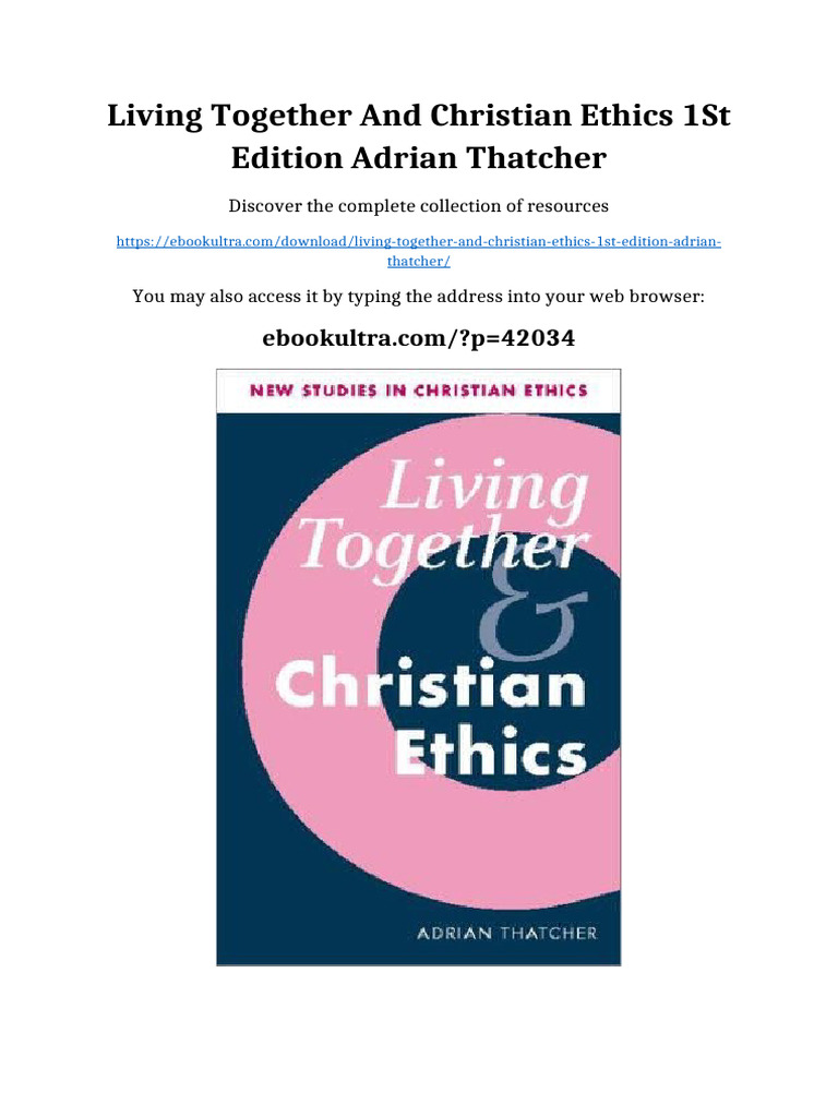Living Together and Christian Ethics 1st Edition Adrian Thatcher ...