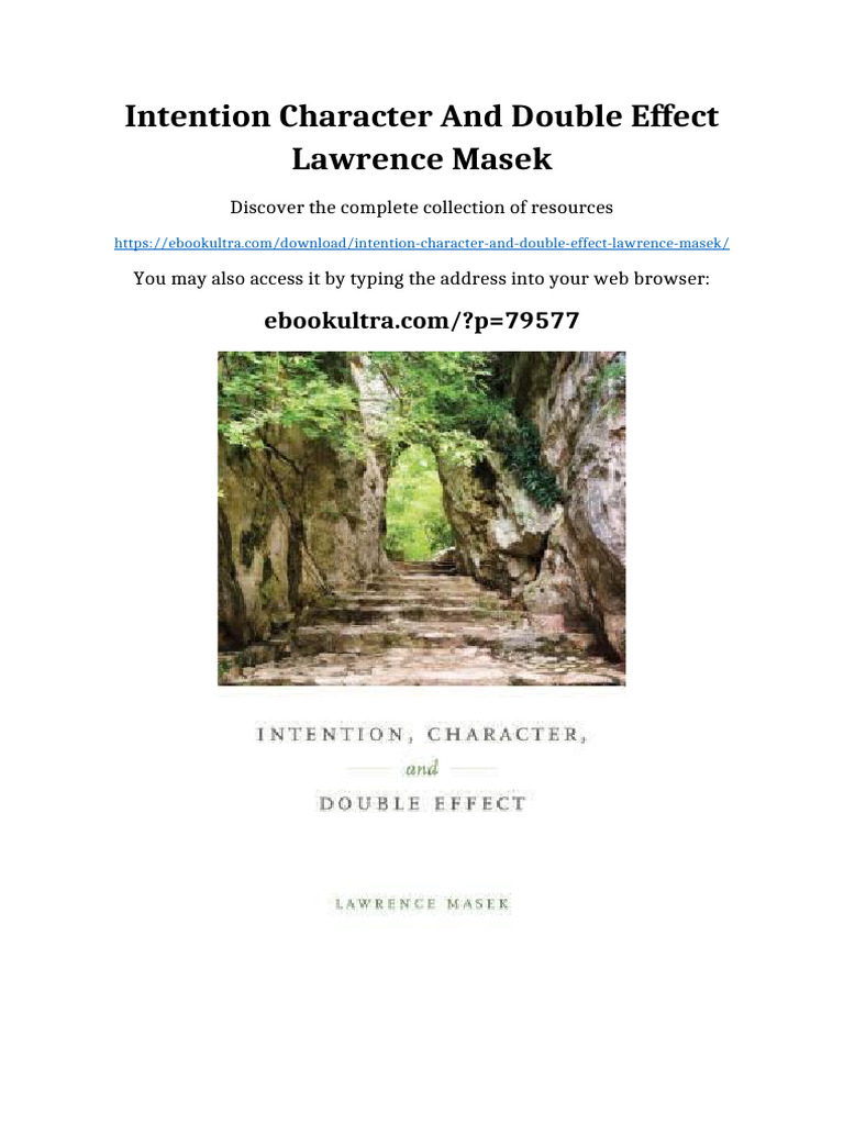 Intention Character and Double Effect Lawrence Masek Digital Download ...