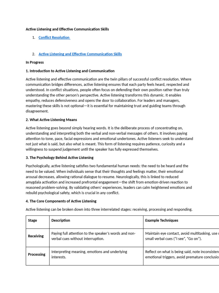 Active Listening and Effective Communication Skills | PDF ...