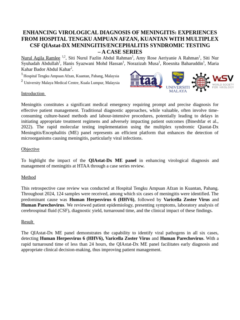 Poster Wsv Enhancing Virological Diagnosis of Meningitis | PDF ...