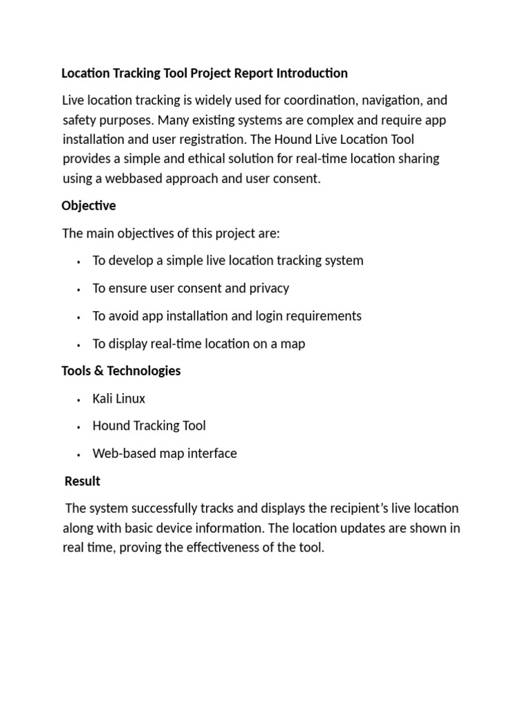 Location Tracking Tool Project Report | PDF