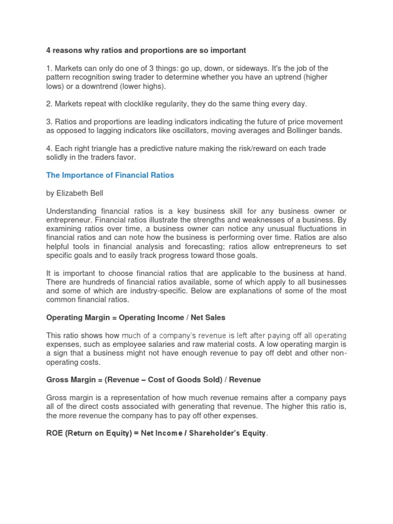 4 Reasons Why Ratios and Proportions Are So Important | PDF | Leverage (Finance) | Revenue