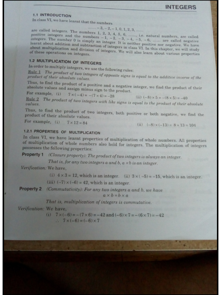 Class 7 Maths Integers 31 March | PDF